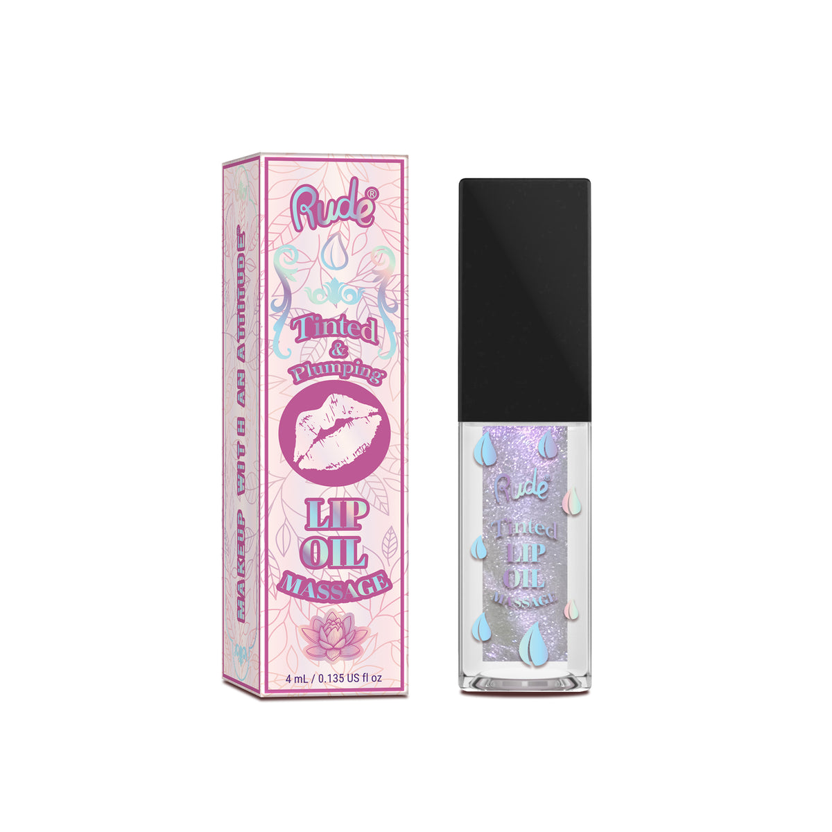 RUDE Lip Oil Massage (Tinted & Plumping) Lip Oil Display Set