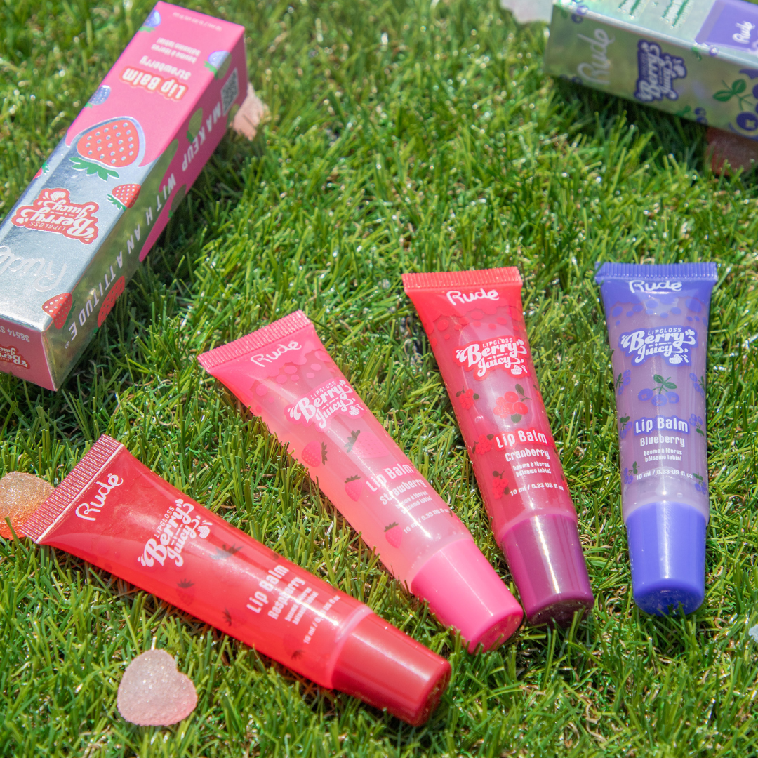 RUDE Berry Juicy Lip Balm Display Set, 32 PCS