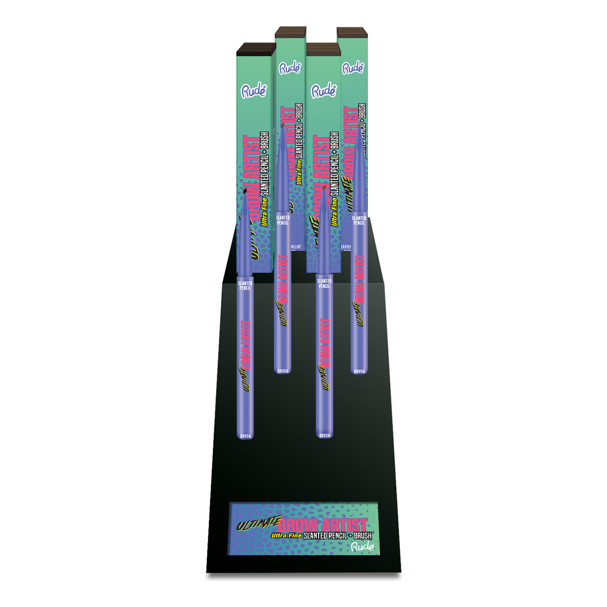 RUDE Ultimate Brow Artist Ultra Fine Slanted Pencil & Brush Display Se